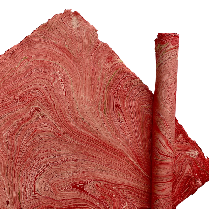 Bangladesh Handmade Gift Wrap Paper | Red Marbled | Joli Motif